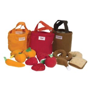 Constructive Playthings Creative Minds Pretend Play Fruit and Food Bags - 30 Pieces