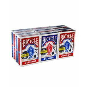 Bicycle Jumbo Playing Cards, 12-pack Red/Blue