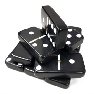 Marion Domino Double 6 Black Jumbo Tournament Professional Size with Spinners in Elegant Black Velvet Case.