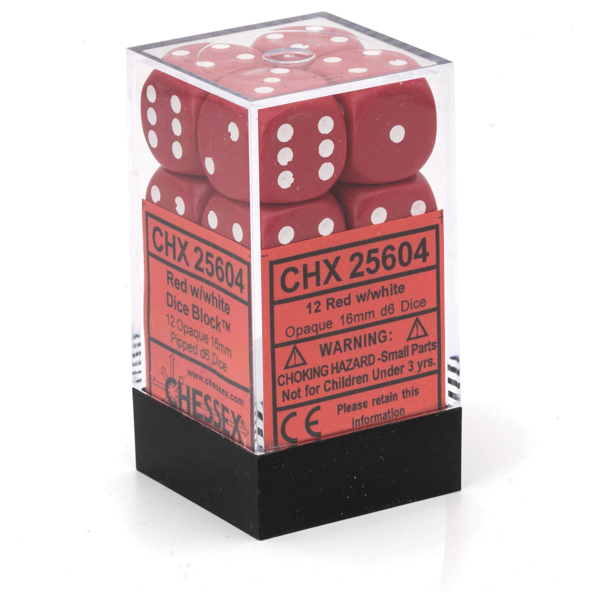 DND Dice Set-Chessex D&D Dice-12mm Opaque Red and White Plastic Polyhedral Dice Set-Dungeons and Dragons Dice Includes 12Dice - D6