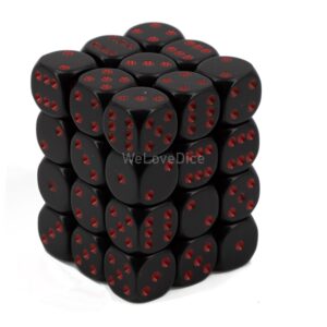 Chessex Dice FBA_25818 Chessex Opaque 12mm d6 Black w/Red Dice Block 36 Dice, Black/Red