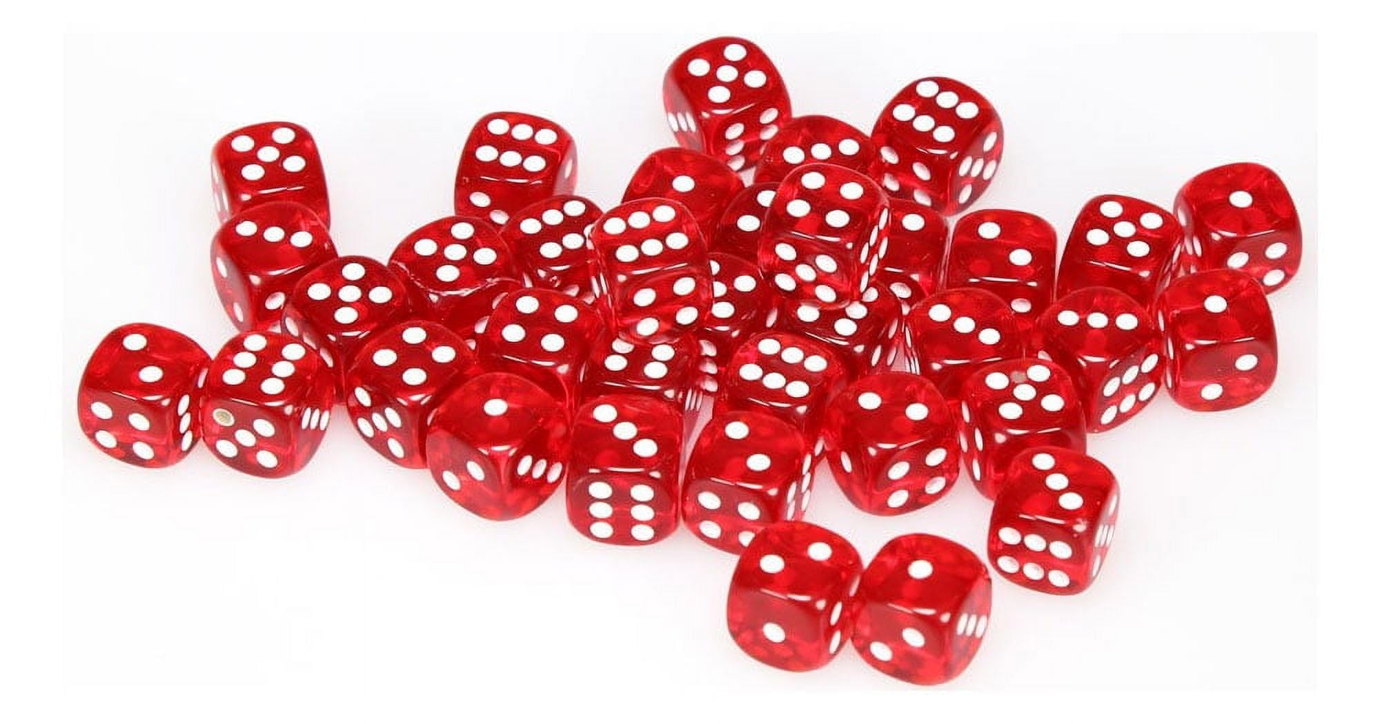 Chessex Dice d6 Sets: Red with White Translucent - 12mm Six Sided Die (36) Block of Dice