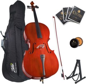 cecilio musical instrument for kids & adults - cellos kit with bow, stand, bag - stringed music instruments for students (1/4-size, natural)