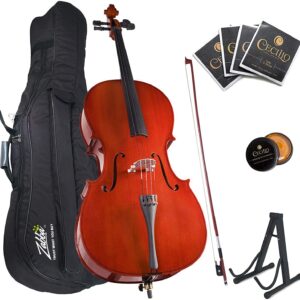 Cecilio Musical Instrument For Kids & Adults - Cellos Kit with Bow, Stand, Bag - Stringed Music Instruments for Students (1/4-Size, Natural)