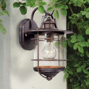 Franklin Iron Works Casa Mirada Rustic Industrial Farmhouse Outdoor Wall Light Fixture Bronze 3-Light 16 1/4" Clear Seedy Glass for Exterior Barn Deck House Porch Patio Outside Garage Front Door