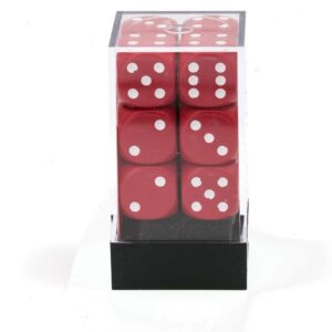 DND Dice Set-Chessex D&D Dice-12mm Opaque Red and White Plastic Polyhedral Dice Set-Dungeons and Dragons Dice Includes 12Dice - D6