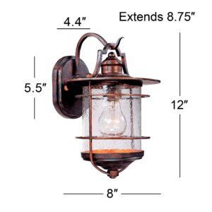 Franklin Iron Works Casa Mirada Rustic Industrial Farmhouse Outdoor Wall Light Fixture Bronze 3-Light 16 1/4" Clear Seedy Glass for Exterior Barn Deck House Porch Patio Outside Garage Front Door