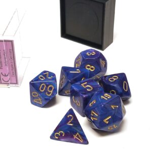 Chessex Dice: Polyhedral 7-Die Lustrous Dice Set - Purple w/gold CHX-27497