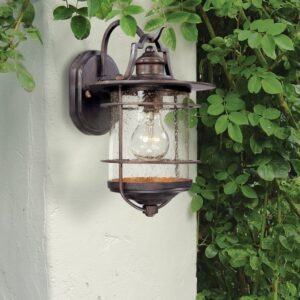 Franklin Iron Works Casa Mirada Rustic Industrial Farmhouse Outdoor Wall Light Fixture Bronze 3-Light 16 1/4" Clear Seedy Glass for Exterior Barn Deck House Porch Patio Outside Garage Front Door