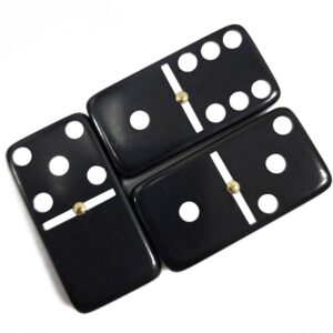 Marion Domino Double 6 Black Jumbo Tournament Professional Size with Spinners in Elegant Black Velvet Case.