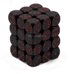 chessex dice fba_25818 chessex opaque 12mm d6 black w/red dice block 36 dice, black/red