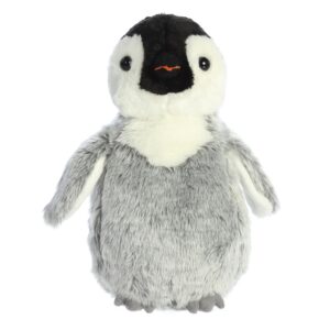 aurora® adorable flopsie™ penny penguin™ stuffed animal - playful ease - timeless companions - gray 12 inches