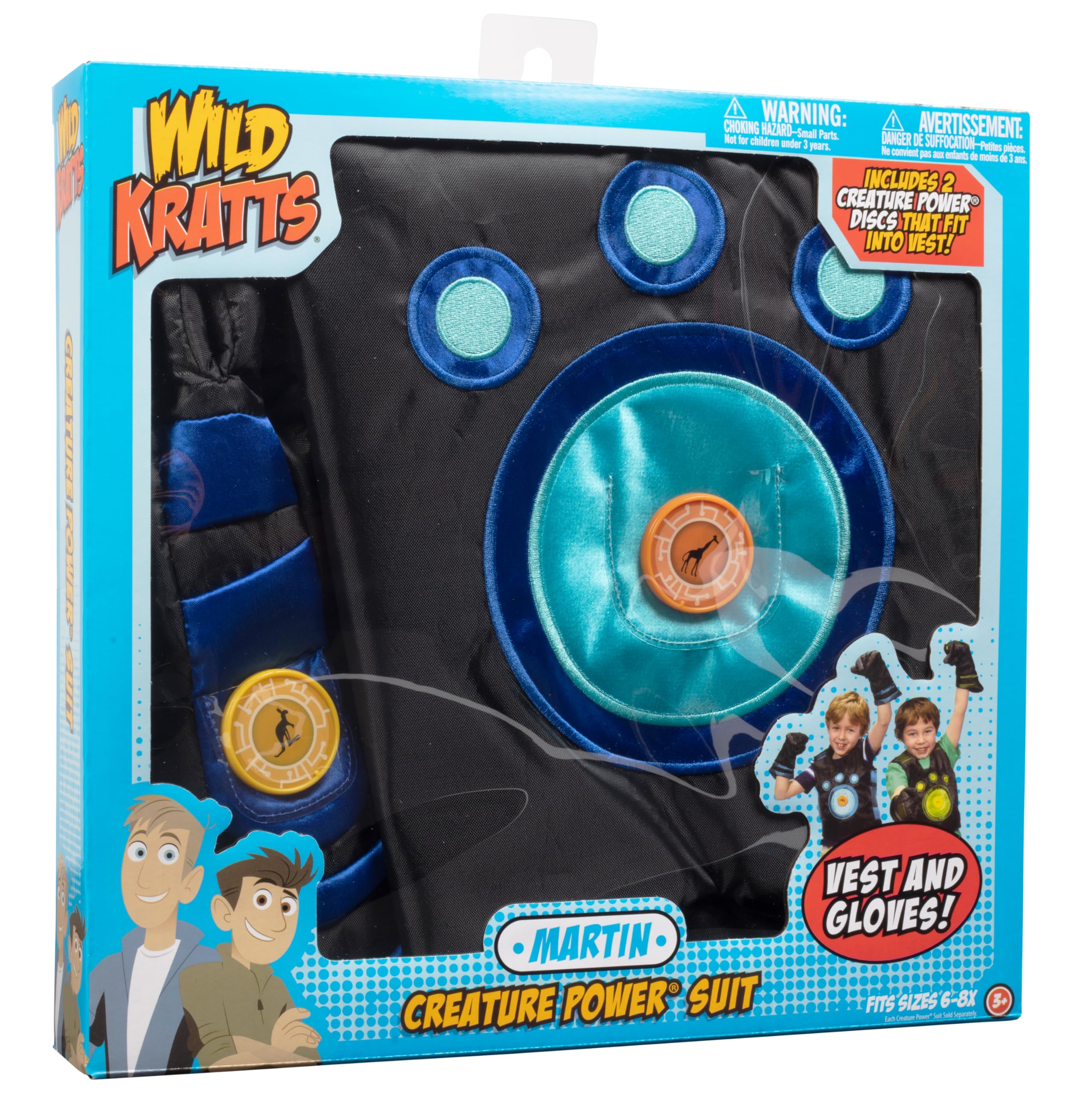 Wild Kratts Creature Power Suit Martin (Large 6-8X) Includes Vest, Gloves & 2 Power Discs for Halloween Costume, Pretend Play & Dress Up -Officially Licensed Toys for Children- Gift for Kids Boy Girl