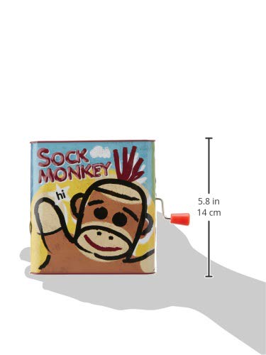 Sock Money Jack in the Box - Timeless Children's Musical Toy - Colorful Embossed Tin Box and Classic Sock Monkey Design - Age 18 months and Up