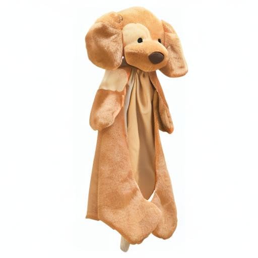 GUND Baby Spunky The Dog Huggybuddy Stuffed Animal with Built-in Baby Blanket, Brown, 15”