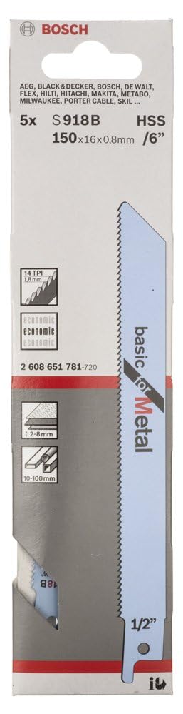 Bosch 2608651781 Sabre Saw Blade "S 918 BF" (5 Piece)