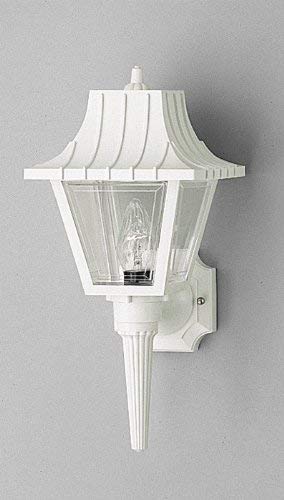 Progress Lighting P5815-30 Wall Torch with Ribbed Mansard Roof Beveled Clear Acrylic Panels, White