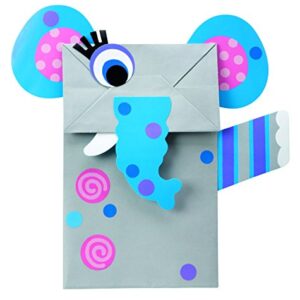 ALEX Toys Paper Bag Puppets Kids Art and Craft Activity Multicolor, includes 5 colored bags, 270 stickers and paper shapes, glue stick and easy picture instructions