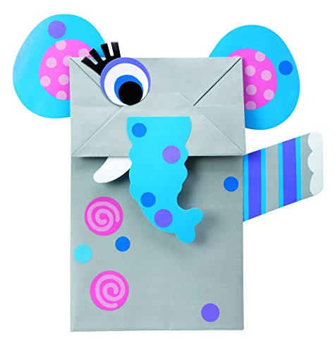 ALEX Toys Paper Bag Puppets Kids Art and Craft Activity Multicolor, includes 5 colored bags, 270 stickers and paper shapes, glue stick and easy picture instructions