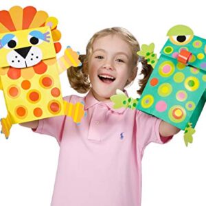 ALEX Toys Paper Bag Puppets Kids Art and Craft Activity Multicolor, includes 5 colored bags, 270 stickers and paper shapes, glue stick and easy picture instructions