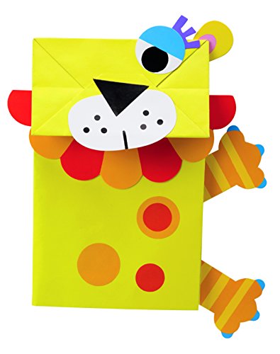 ALEX Toys Paper Bag Puppets Kids Art and Craft Activity Multicolor, includes 5 colored bags, 270 stickers and paper shapes, glue stick and easy picture instructions