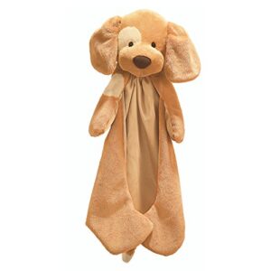 gund baby spunky the dog huggybuddy stuffed animal with built-in baby blanket, brown, 15”