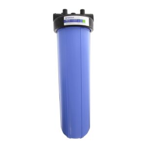 pentair pentek 150467 big blue filter housing, 3/4" npt #20 whole house heavy duty water filter housing with high-flow polypropylene (hfpp) cap and pressure relief button, 20-inch, black/blue