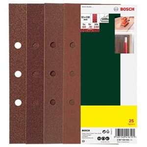 bosch 25 sanding sheet set for orbital sanders, b&d hole, 60-240 grit, 93x230mm