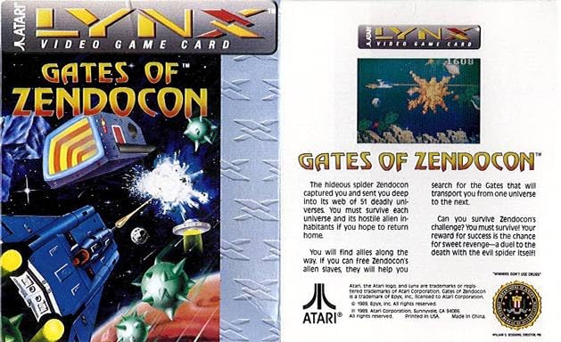 Gates of Zendocon Game for Atari Lynx