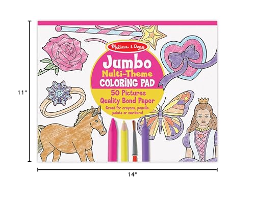 Melissa & Doug Jumbo 50-Page Kids' Coloring Pad - Horses, Hearts, Flowers, and More - FSC Certified