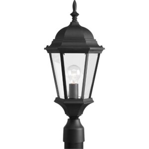 progress lighting welbourne collection 1-light clear beveled glass traditional outdoor post lantern light textured black