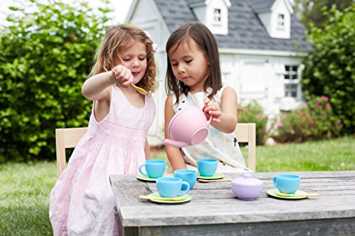 Green Toys Tea Set - BPA / Phthalates Free Play Toys for Gross Motor, Fine Skills Development. Kitchen Toys