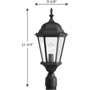 Progress Lighting Welbourne Collection 1-Light Clear Beveled Glass Traditional Outdoor Post Lantern Light Textured Black