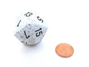 jumbo d20 counter - speckled 34mm dice: arctic camo