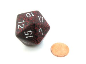 jumbo d20 counter - speckled 34mm dice: silve volcano