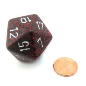 Jumbo d20 Counter - Speckled 34mm Dice: Silve Volcano