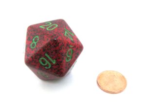 jumbo d20 counter - speckled 34mm dice: strawberry