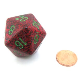 Jumbo d20 Counter - Speckled 34mm Dice: Strawberry