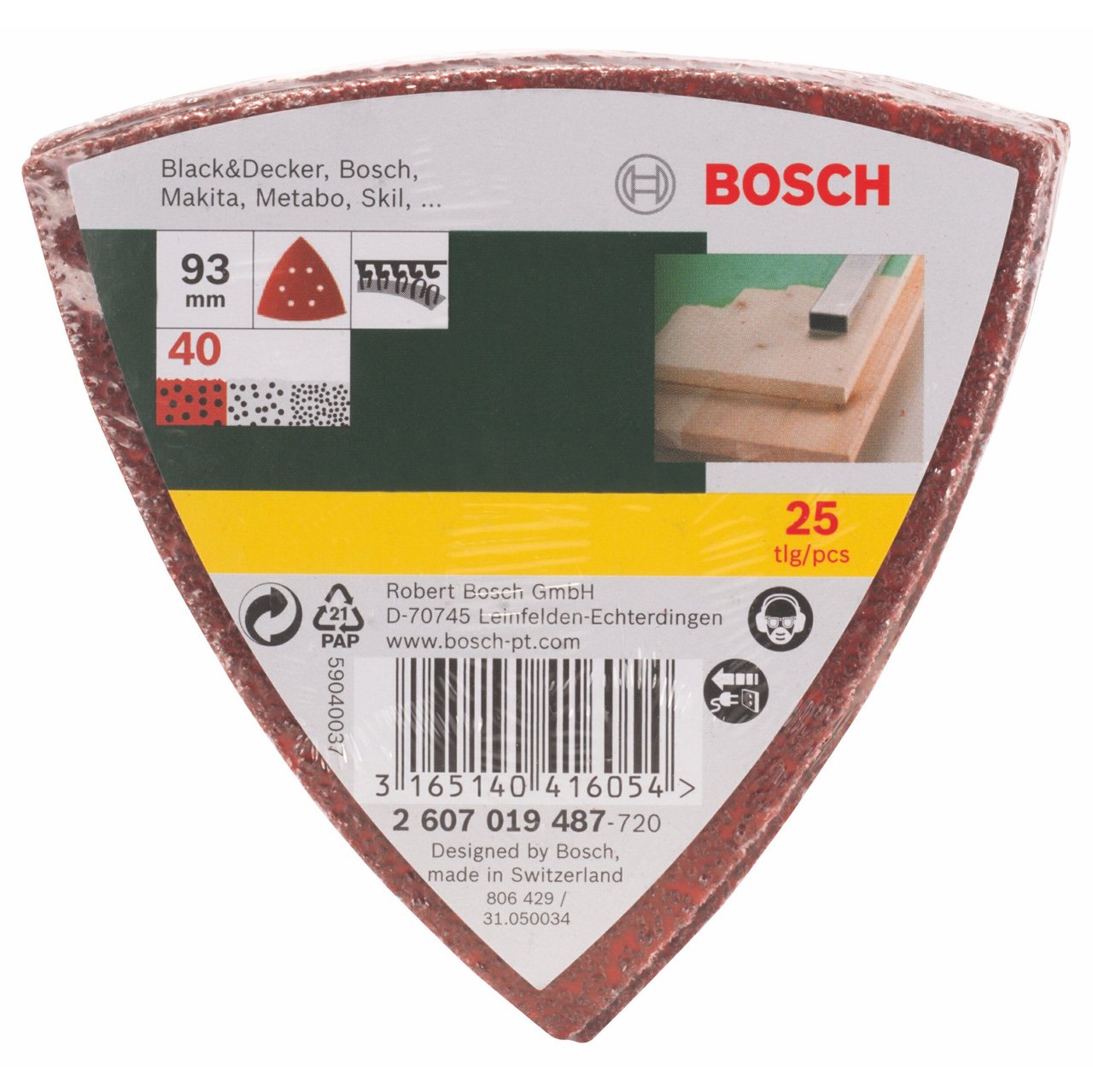 Bosch Accessories 2607019487 25-Piece Sanding Sheet Set for Delta Sander Grit 40