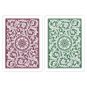 Copag 1546 Design 100% Plastic Playing Cards, Poker Size (Standard) Green/Burgundy (Regular Index, 1 Set)