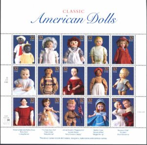 classic american dolls (sheet of 15) 32 cent us postage stamps 1997 scott #3151