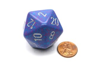 34mm d20 silver tetra dice by chessex dice