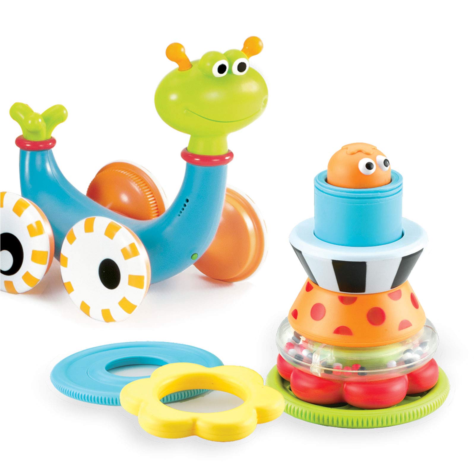 Yookidoo Musical Crawl 'N' Go Snail Toy with Stacker - Promotes Baby's Crawling and Walking. Rolls and Spins Its Shell As It Moves.