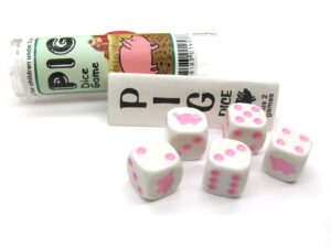 koplow games pig dice game 5 dice set with travel tube and instructions