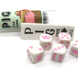 Koplow Games Pig Dice Game 5 Dice Set with Travel Tube and Instructions