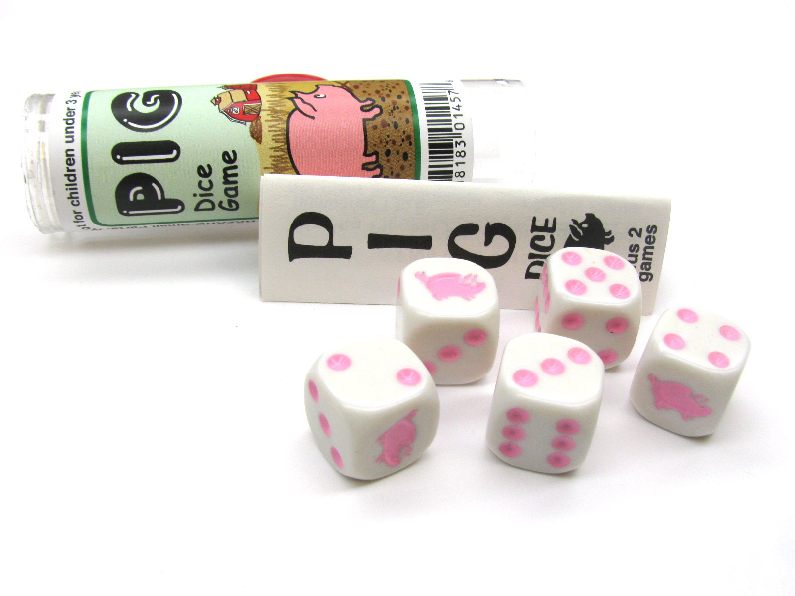 Koplow Games Pig Dice Game 5 Dice Set with Travel Tube and Instructions