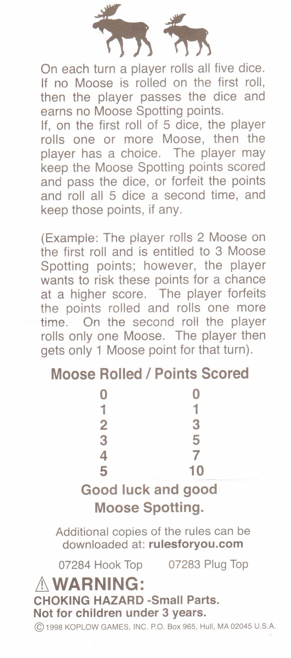 Koplow Games Moose Dice Game