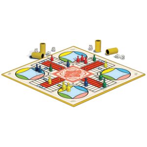 Parcheesi Royal Edition by Winning Moves Games USA, classic family favorite featuring charming artwork, tokens and dice cups for 2-4 players, Ages 8+ (6106)