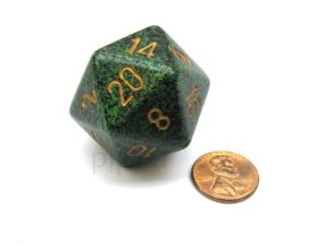 jumbo d20 counter - speckled 34mm dice: golden recon