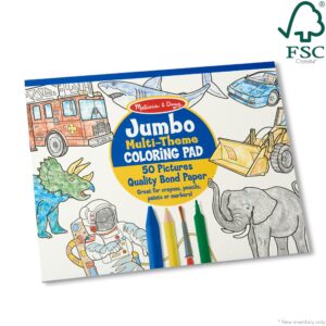 Melissa & Doug Jumbo 50-Page Kids' Coloring Pad - Space, Sharks, Sports, and More